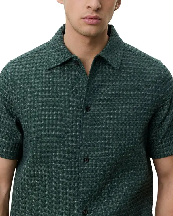 LES DEUX Check Seersucker Short Sleeve Shirt