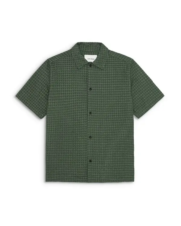 LES DEUX Check Seersucker Short Sleeve Shirt