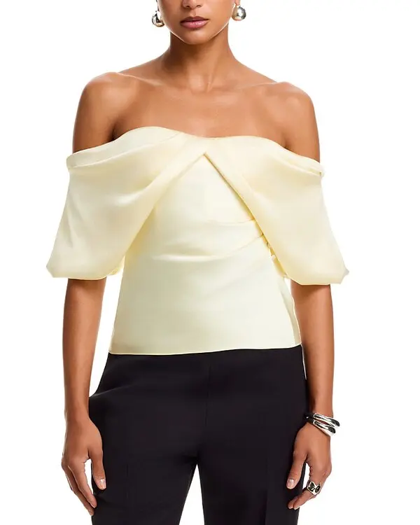 Alexander McQueen Off-the-shoulder Satin Top With Button Detail
