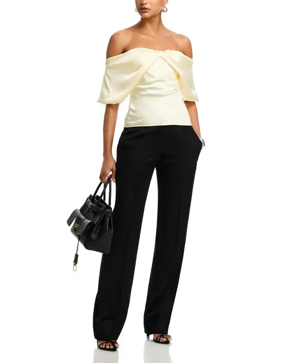 Alexander McQueen Off-the-shoulder Satin Top With Button Detail