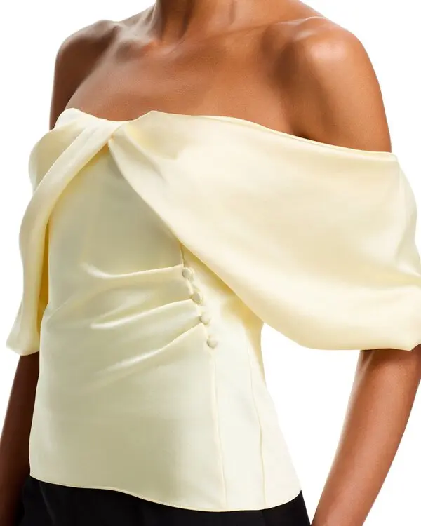 Alexander McQueen Off-the-shoulder Satin Top With Button Detail