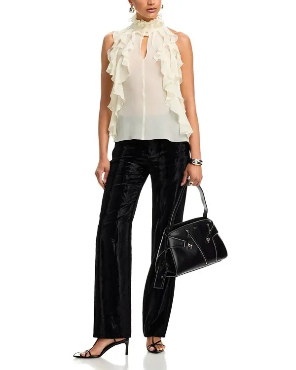 Alexander McQueen Silk Georgette Ruffle Top