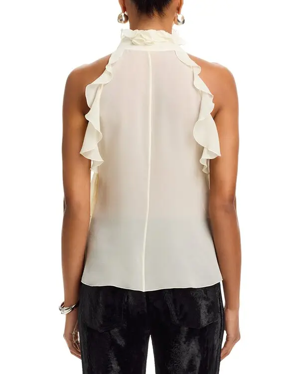 Alexander McQueen Silk Georgette Ruffle Top