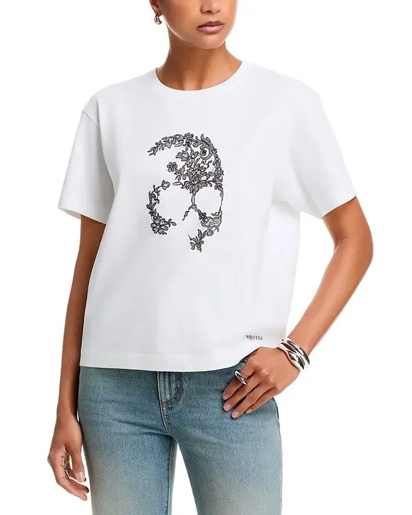 Alexander McQueen Skull Lace Tee - Black
