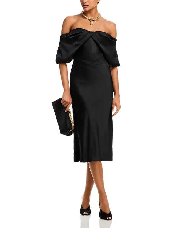 Alexander McQueen Off-the-shoulder Satin Dress