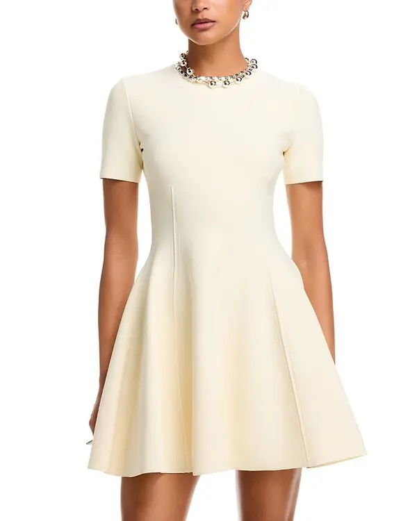 Alexander McQueen Seamed Short Sleeve Mini Dress - Ivory