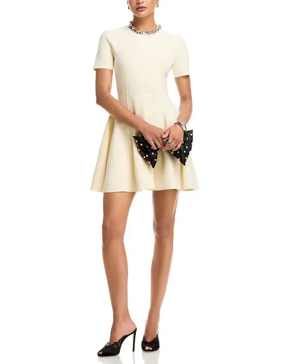 Alexander McQueen Seamed Short Sleeve Mini Dress - Ivory