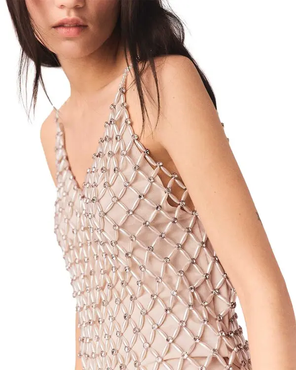 Maje Embellished Mini Dress - Ecru