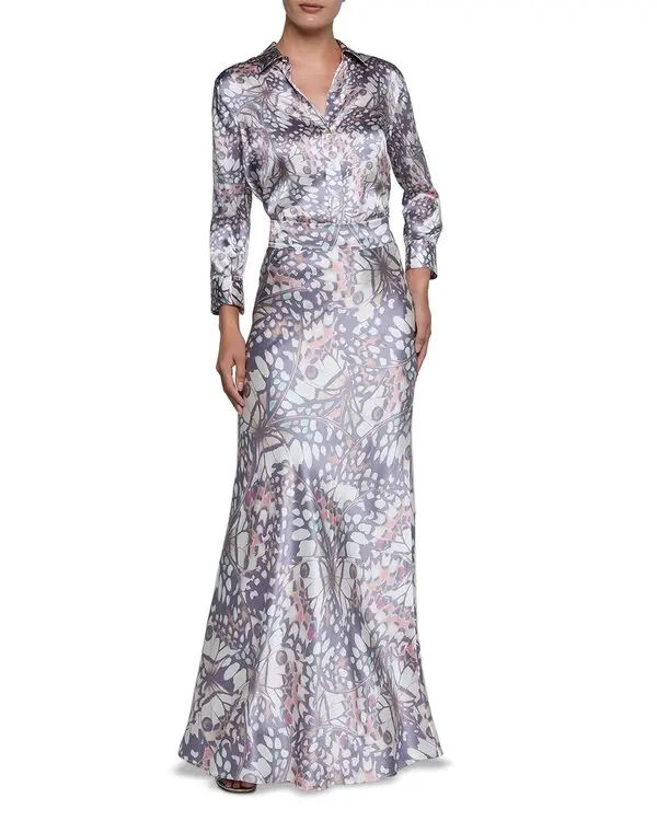 L'Agence Ryker Bias Silk Skirt - Multi Butterfly Wing