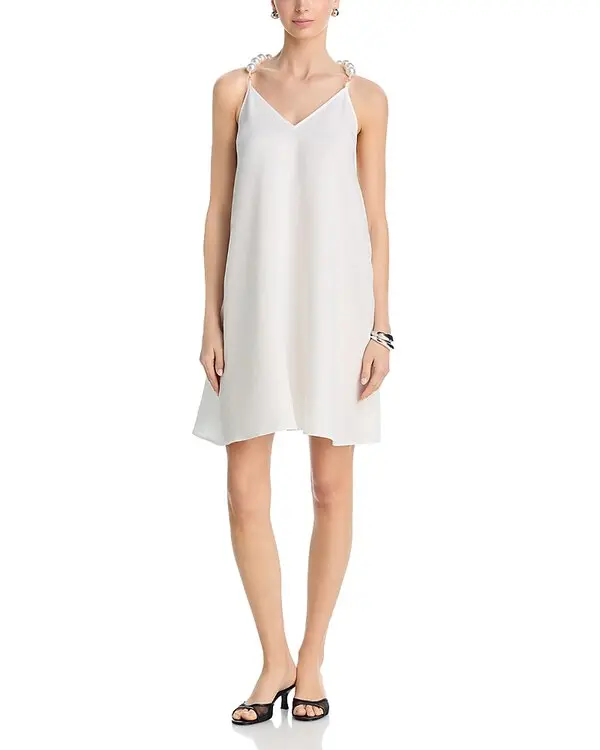 L'Agence Amora Dress With Pearl Straps - Ivory