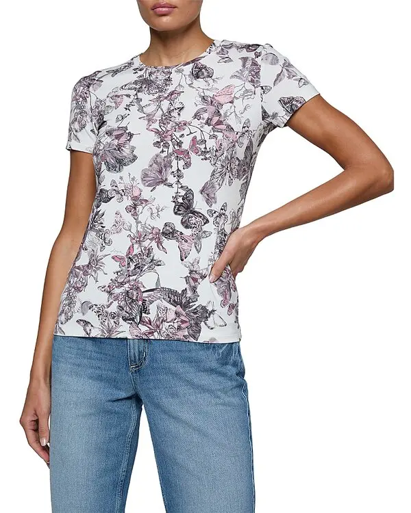 L'Agence Ressi Crewneck Tee - Vintage White Butterfly