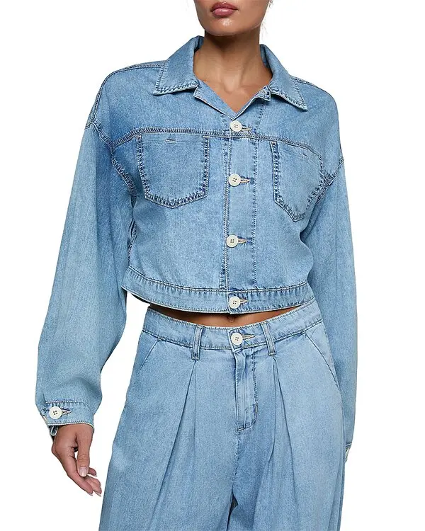 L'Agence Cropped Balloon Sleeve Denim Jacket