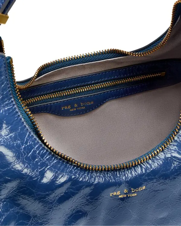 Rag & Bone Hudson Patent Leather Hobo Bag - Blue