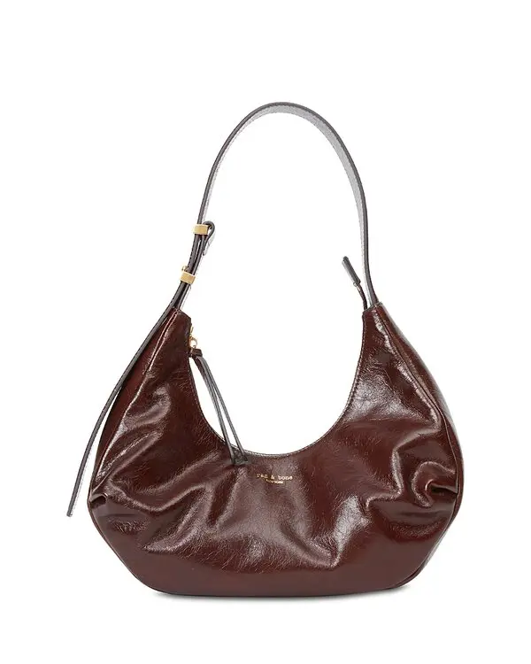 Rag & Bone Hudson Patent Leather Hobo Bag - Brown
