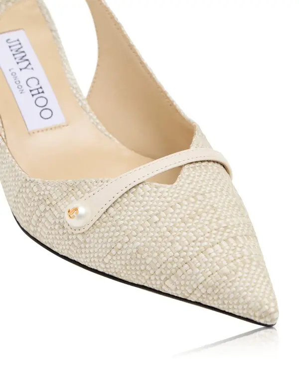 JIMMY CHOO Amita 45 Raffia Slingback Pumps - Natural