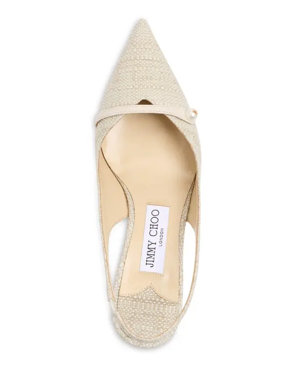 JIMMY CHOO Amita 45 Raffia Slingback Pumps - Natural