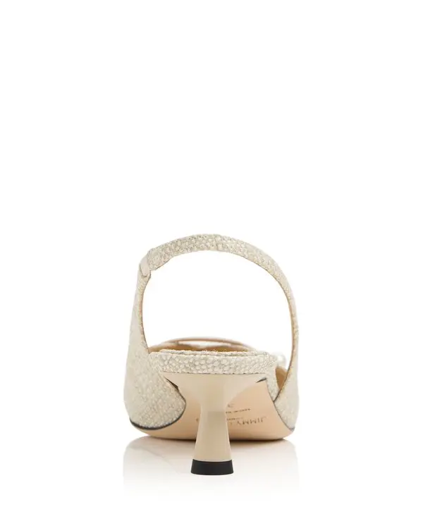 JIMMY CHOO Amita 45 Raffia Slingback Pumps - Natural