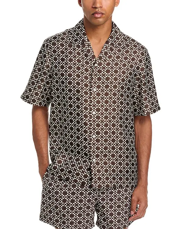 Simkhai Casper Loose Fit Medallion Shirt - Chocolate