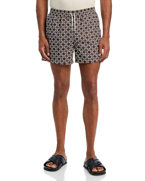 Simkhai Malachi Slim Fit Swim Trunks - Chocolate Ivory