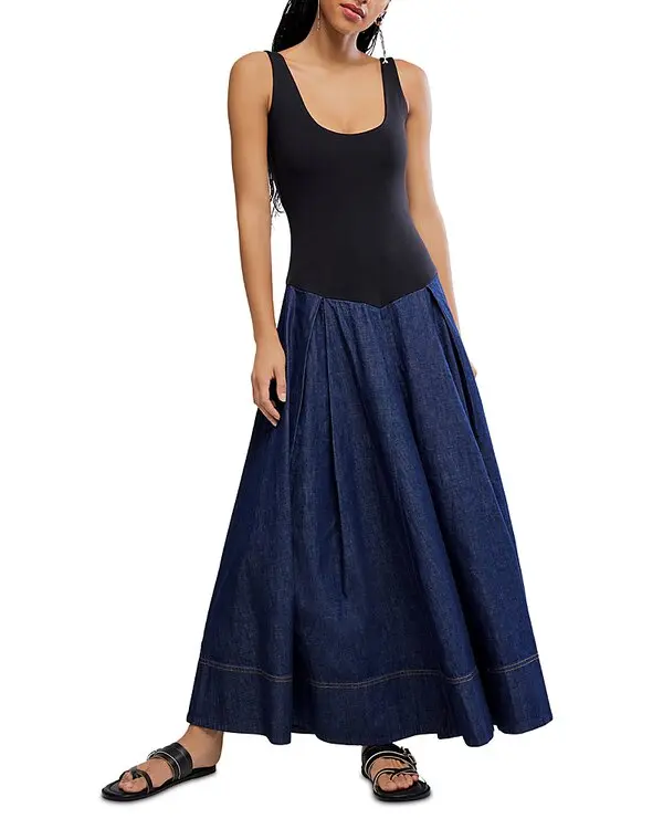 Free People Elio Scoop Neck Maxi Dress - Dark Combo