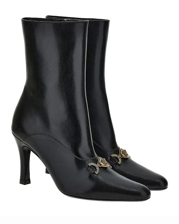 Versace Leather Boots - Black/gold
