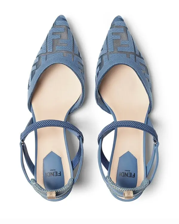Fendi Elba Pointed Slingback Pumps - Blue