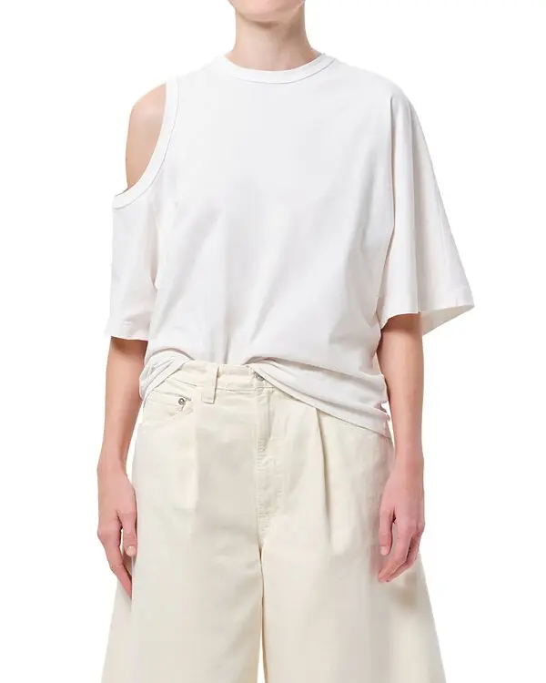 AGOLDE Shoulder Cut Out T Shirt - White Ash