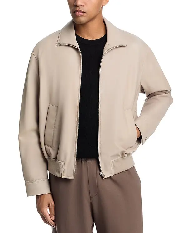 FRAME Leather Bomber Jacket - Dusty Beige