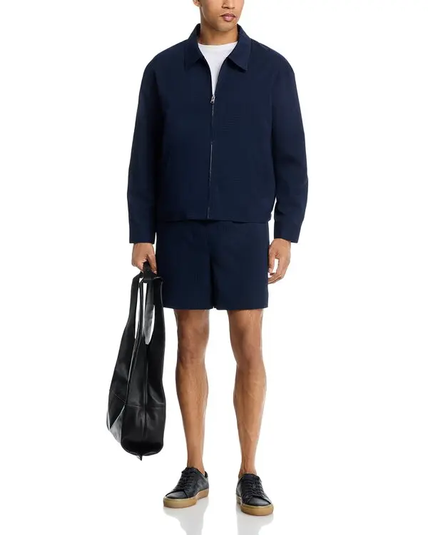 FRAME Seersucker Zip-up Blouson Jacket
