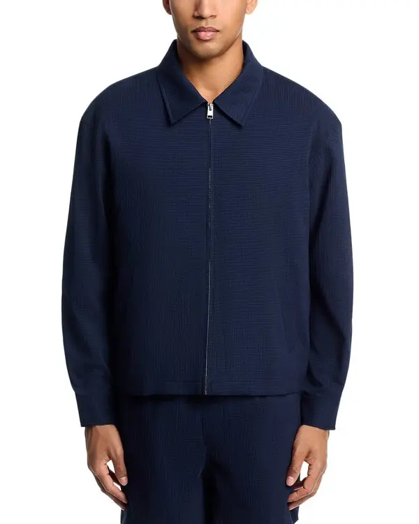 FRAME Seersucker Zip-up Blouson Jacket