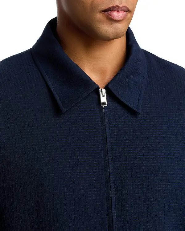 FRAME Seersucker Zip-up Blouson Jacket