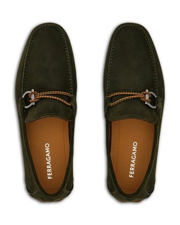 FERRAGAMO Gancini Ornament Driver Loafers
