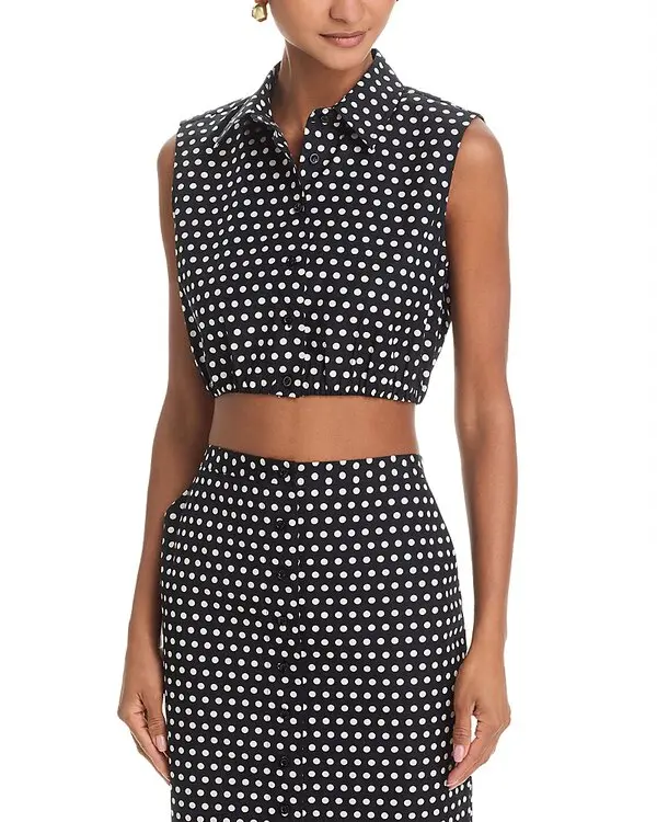 FRAME Sleeveless Polka Dot Shirt - Black Multi