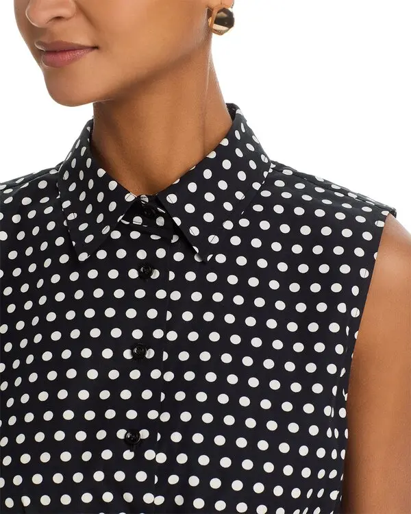 FRAME Sleeveless Polka Dot Shirt - Black Multi