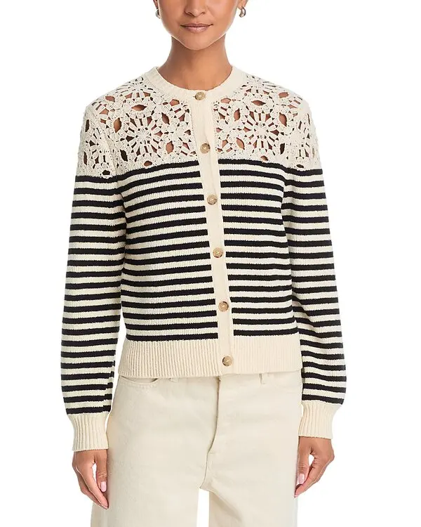 FRAME Coastal Stripe Crochet Cardigan