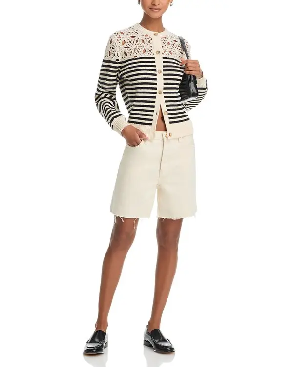 FRAME Coastal Stripe Crochet Cardigan