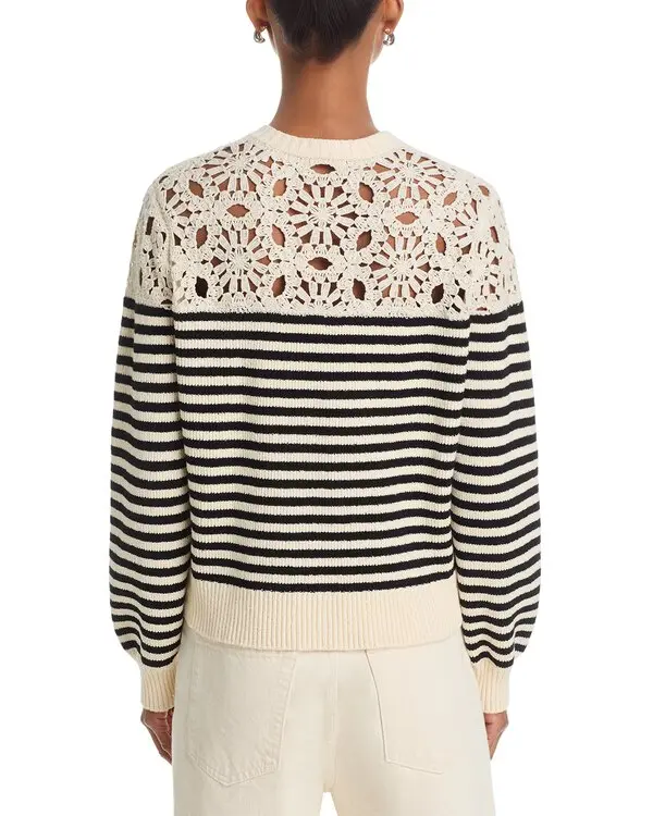FRAME Coastal Stripe Crochet Cardigan