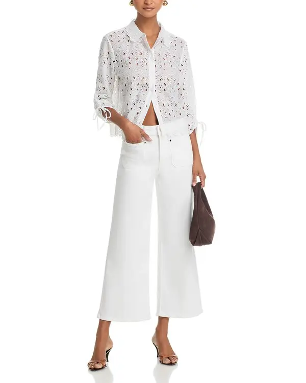 FRAME Paisley Eyelet Cinch Sleeve Shirt