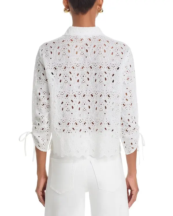 FRAME Paisley Eyelet Cinch Sleeve Shirt