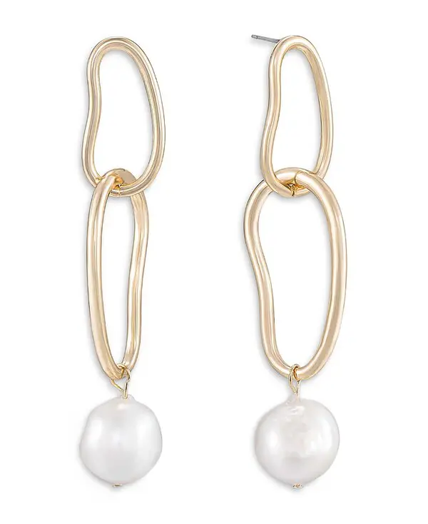 Ettika Mara Dangle Freshwater Pearl Earrings - Gold