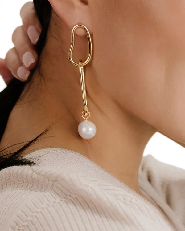 Ettika Mara Dangle Freshwater Pearl Earrings