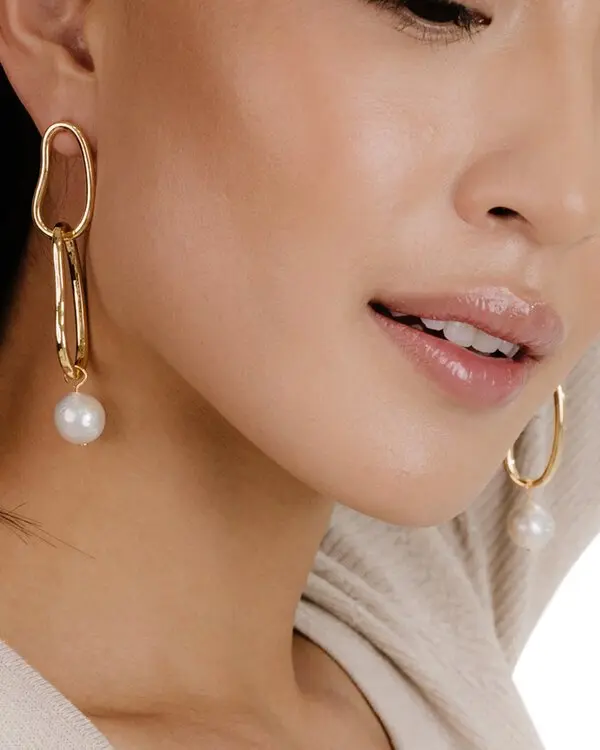 Ettika Mara Dangle Freshwater Pearl Earrings