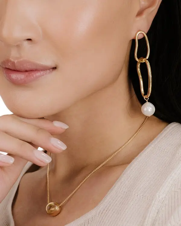 Ettika Mara Dangle Freshwater Pearl Earrings