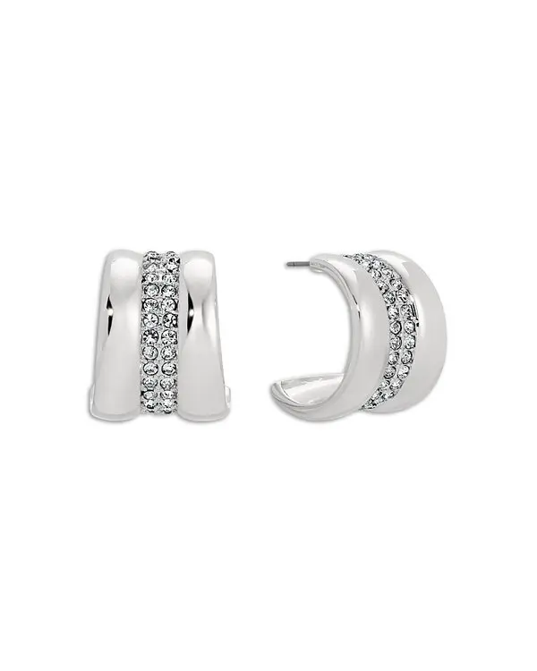 Ettika Pave Cubic Zirconia Hoop Earrings - Silver