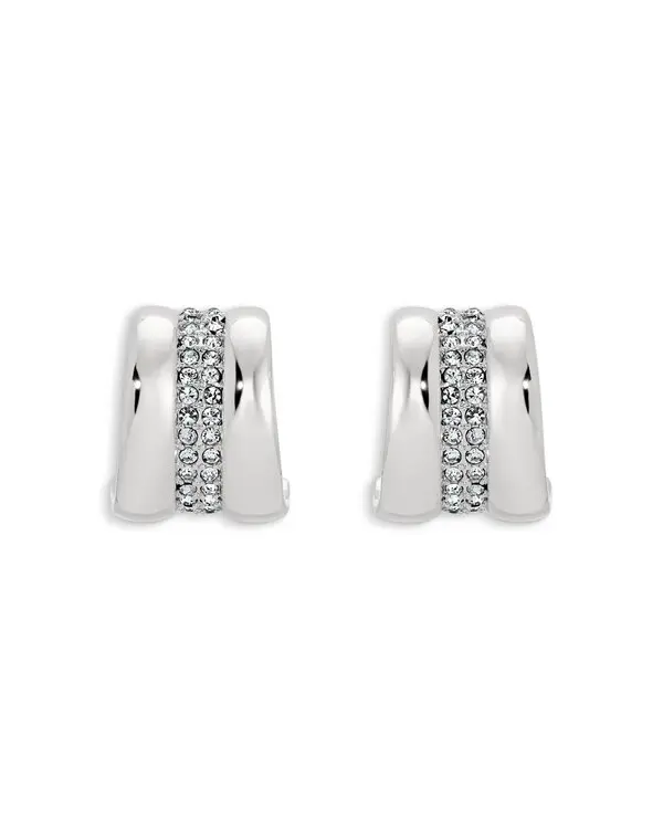 Ettika Pave Cubic Zirconia Hoop Earrings - Silver