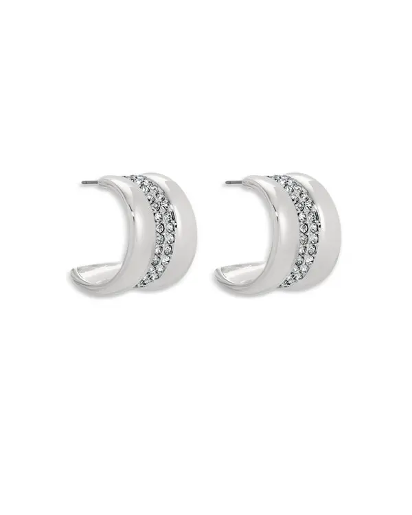 Ettika Pave Cubic Zirconia Hoop Earrings - Silver