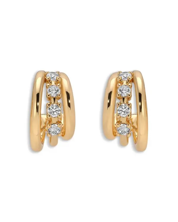 Ettika Mini Hoop Earrings With Zirconia - Gold