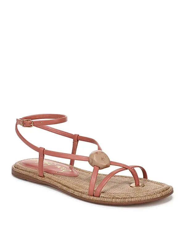 Sam Edelman Rillie Flat Sandals With Ankle Strap - Indie Pink