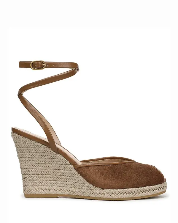 Veronica Beard Pasina Espadrille Wedge Sandals With Ankle Strap - Chestnut