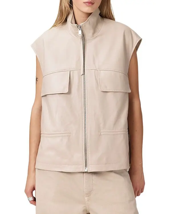 ALLSAINTS Flor Leather Vest - Antique White